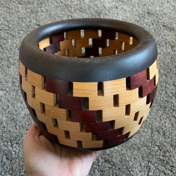 Accents | Handmade Geometric Design Wooden Bowl | Poshmark